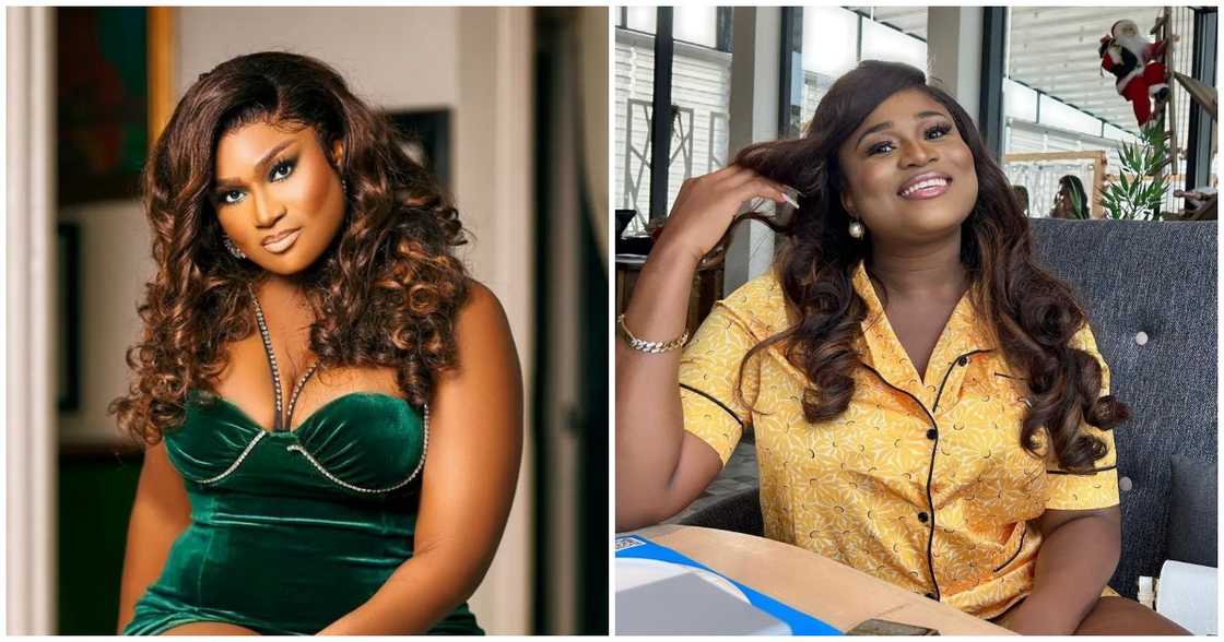 Christabel Ekeh Flaunts Post-baby Body In Tight Green Velvet Dress, Photos Emerge - YEN.COM.GH