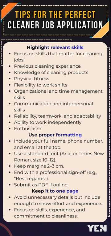 Application for employment as a cleaner: Guide and 5 samples - YEN.COM.GH