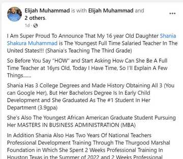 16-Year-Old Black Girl Shania Muhammad Becomes Youngest Full-Time Paid ...