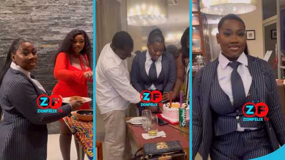 Shugatiti Rocks a Slanted Frontal Lace Hairstyle at Her Private ...