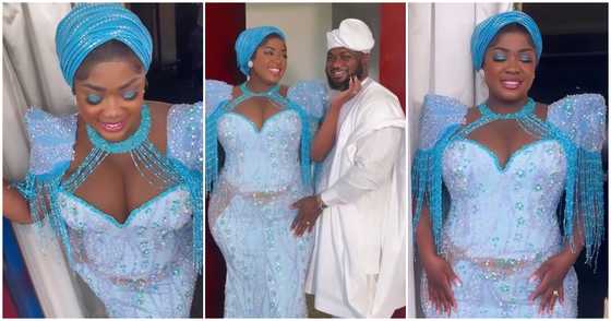 Tracey Boakye Drips In Blue Beaded Corset Gown, Many Gush Over Elegance ...