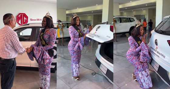 GMB Winner Finally Receives Her Car, Blows A Kiss After Inspecting It ...