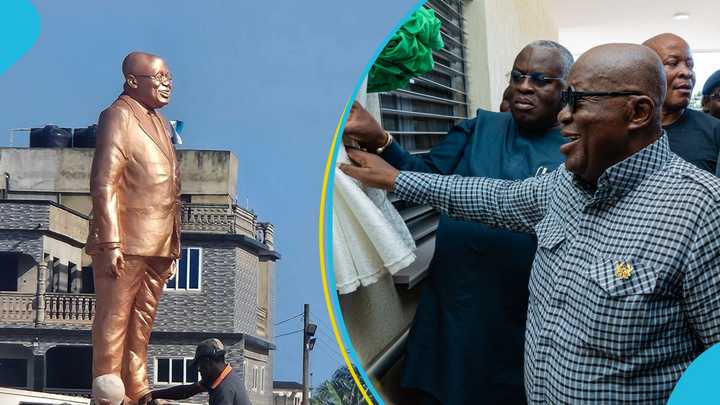 Akufo-Addo Unveils Statue Of Himself At Effia-Nkwanta Hospital - YEN.COM.GH