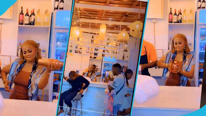 Nana Ama McBrown Humbly Serves Drinks at Aba Dope's Restaurant in a ...