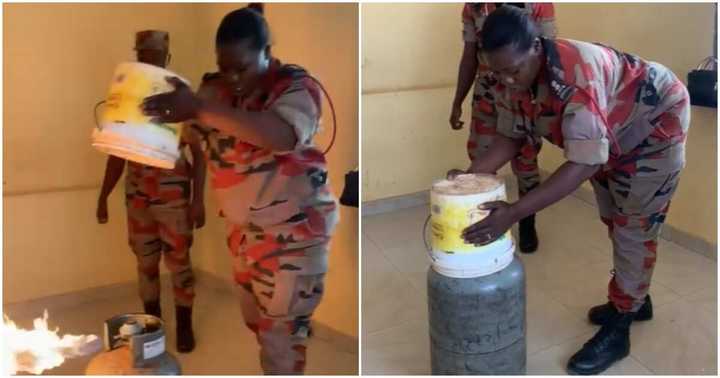 Fire Service Personnel Show Practical Ways of Quenching Fire In ...