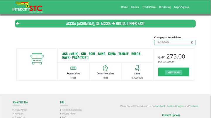 STC Ghana: Everything on how to book, schedules, price list, ticketing and locations - YEN.COM.GH